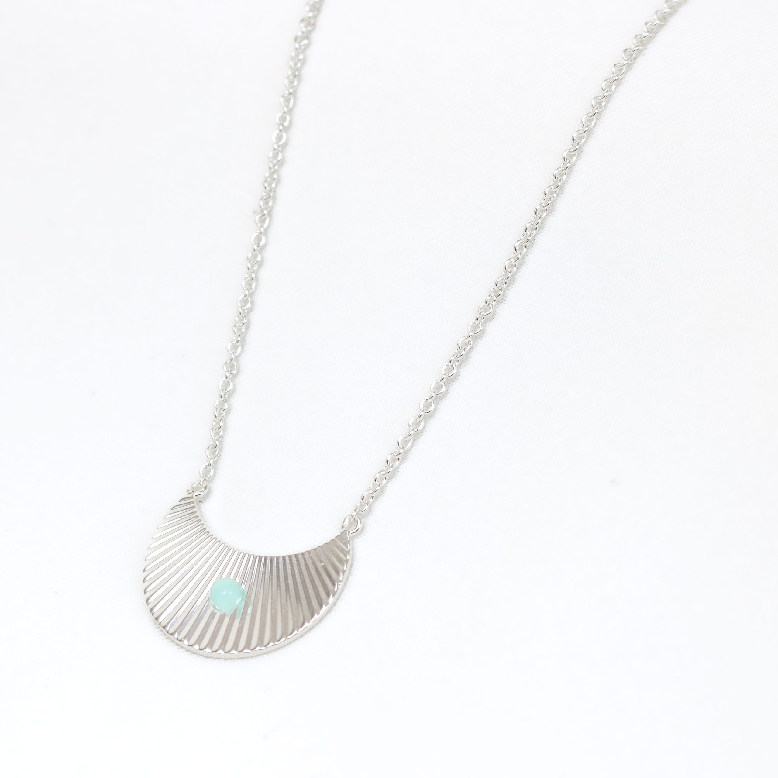 Moon Beam Necklace in Silver with Green Amazonite | Love Lunamei